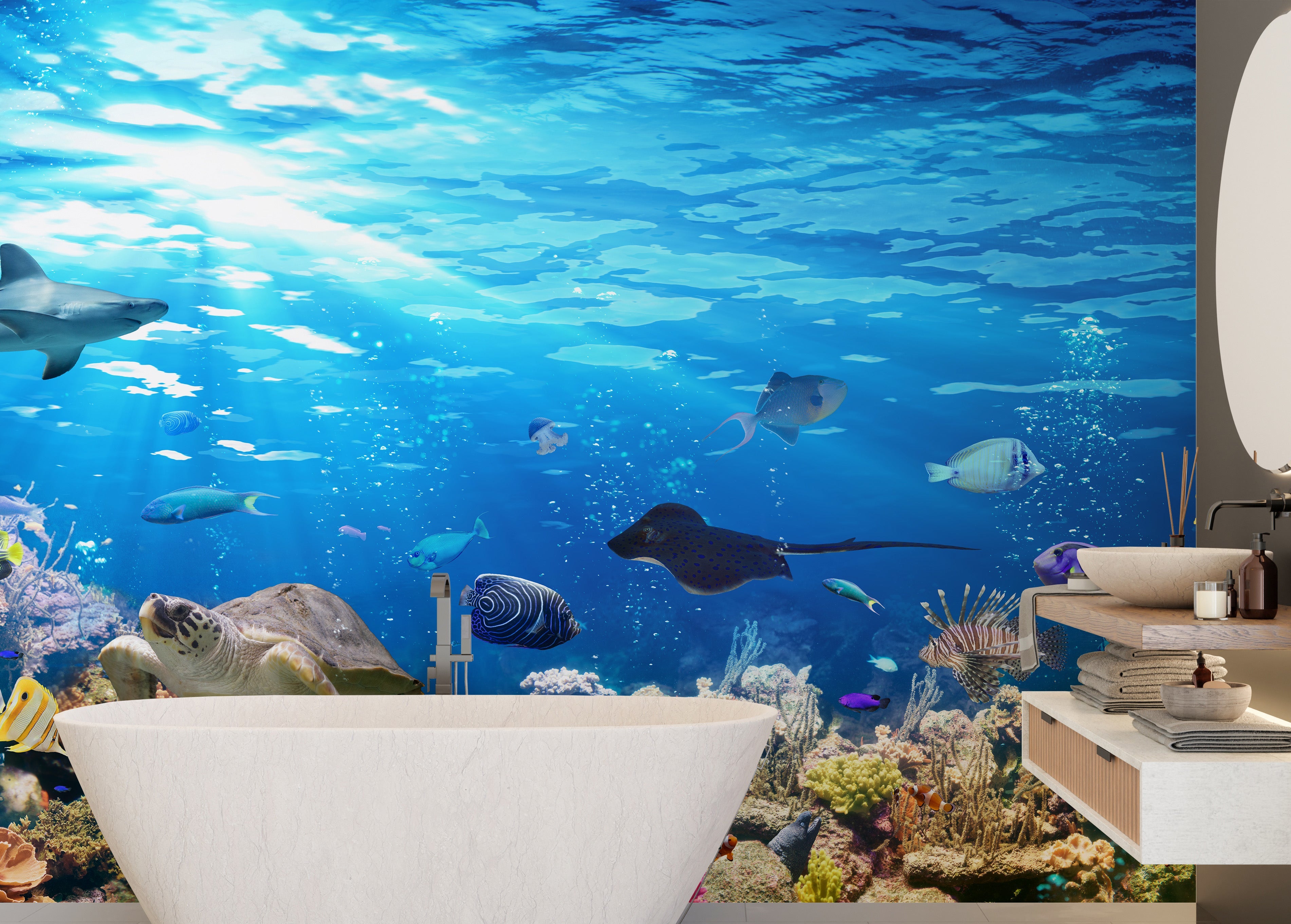 Deep Blue Sea & Coral Reef Wallpaper Mural - Shop Now