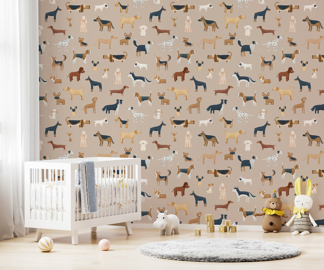 Dog Wallpaper - Brown Canine Mosaic Pattern - Giffywalls