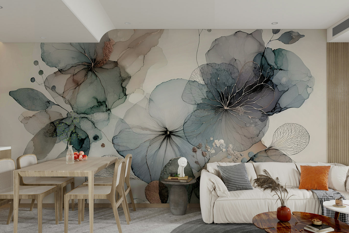 Dreamy Florals Wall Mural - Modern Flower Wall Decor