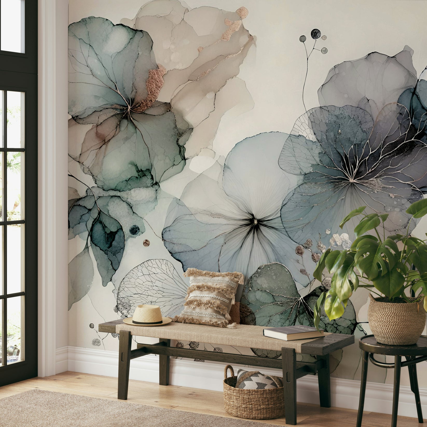 Dreamy Florals Wall Mural - Modern Flower Wall Decor