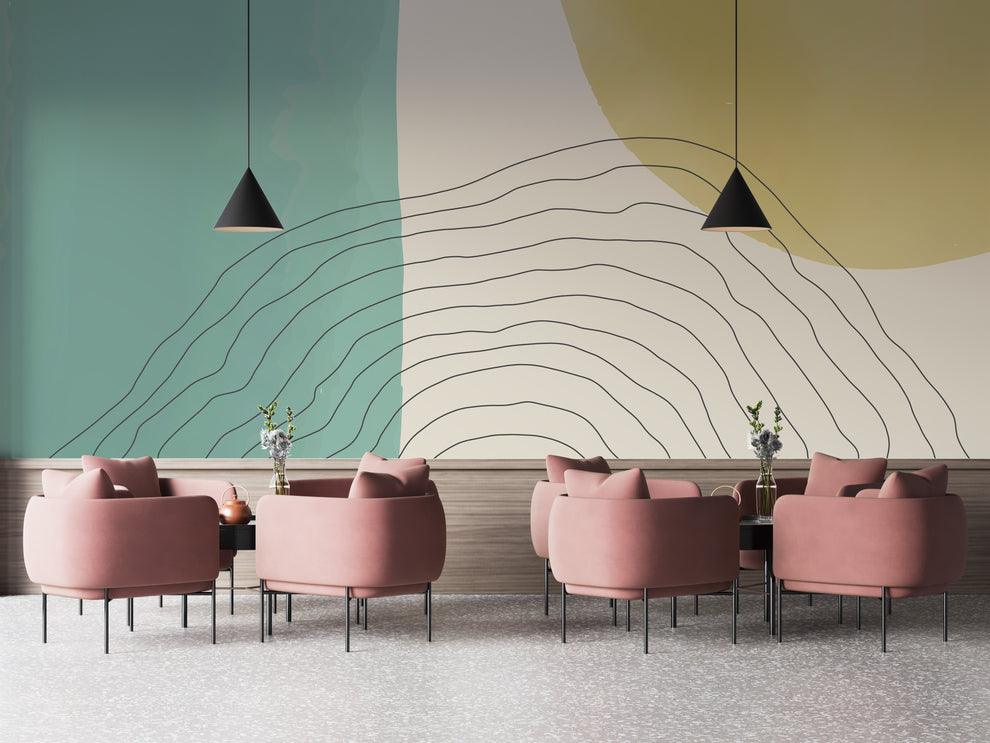 Dual Tone Watercolor Abstract Wallpaper Mural for Walls