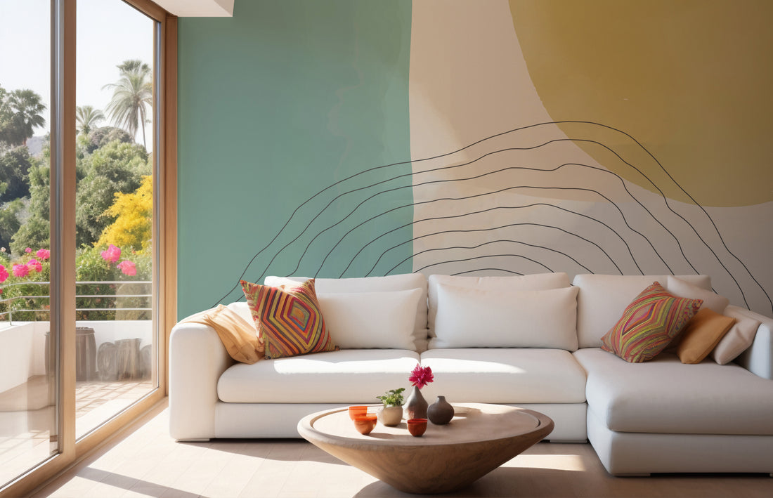 Dual Tone Watercolor Abstract Wallpaper Mural for Walls