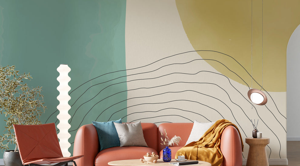 Dual Tone Watercolor Abstract Wallpaper Mural for Walls