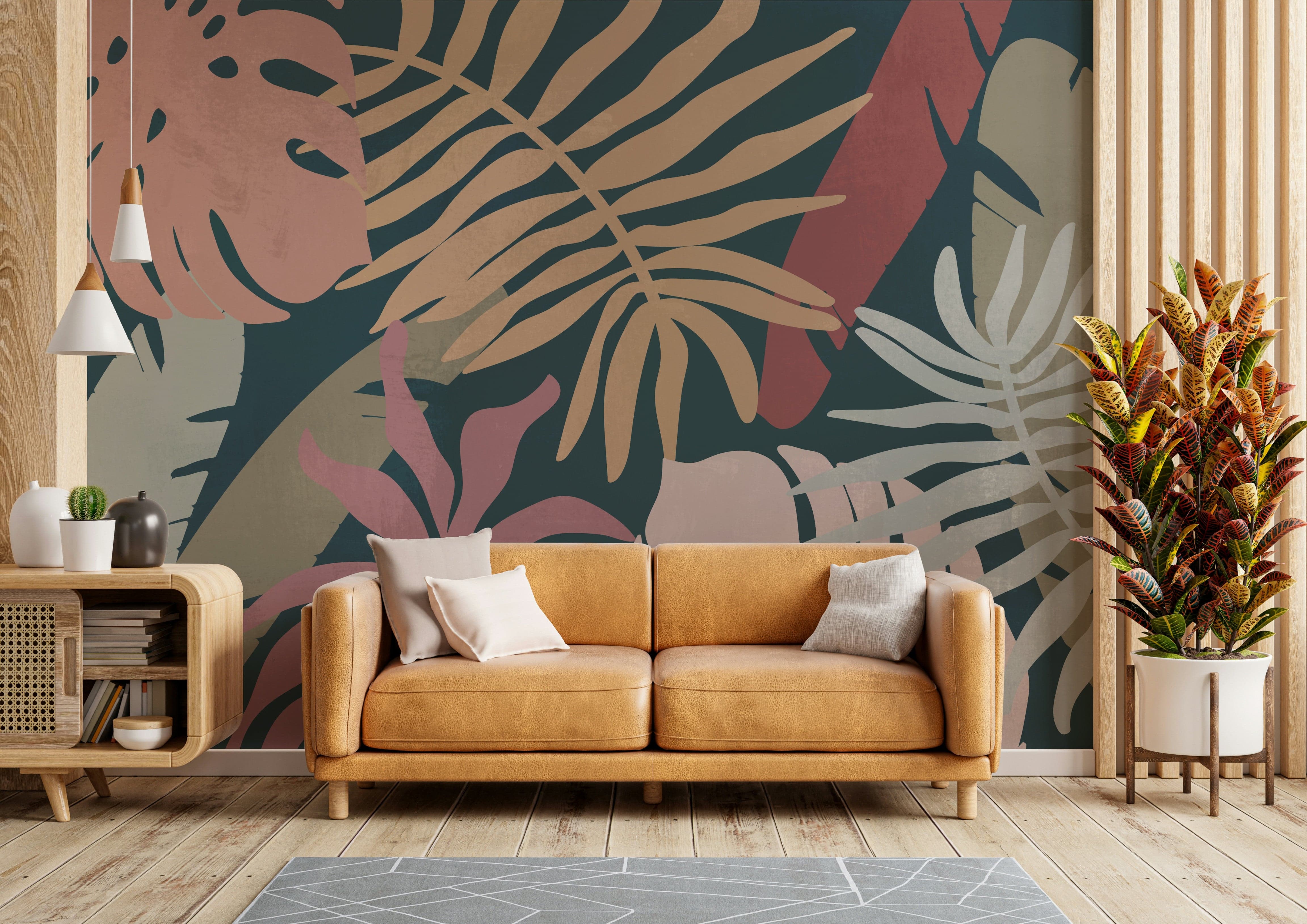 Earthy Leaf Wall Mural Wallpaper