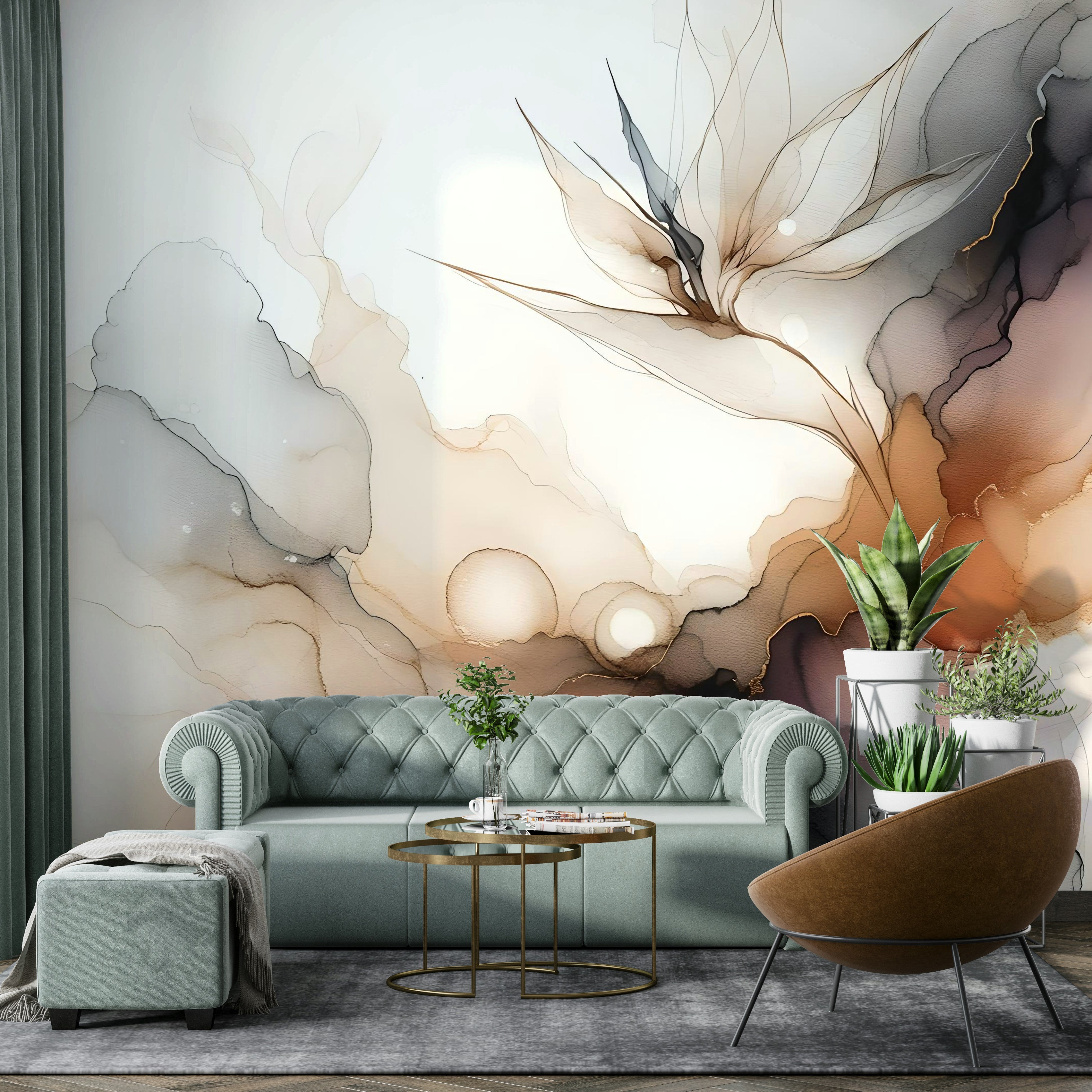 Ethereal Inkscape Harmony Wall Mural - Modern Wall Decor