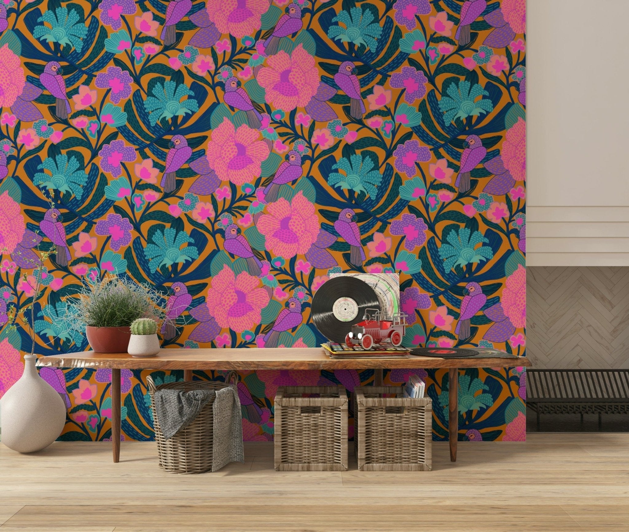 Exotic Bloom Wallpaper | Bold Floral Luxury Wall Decor