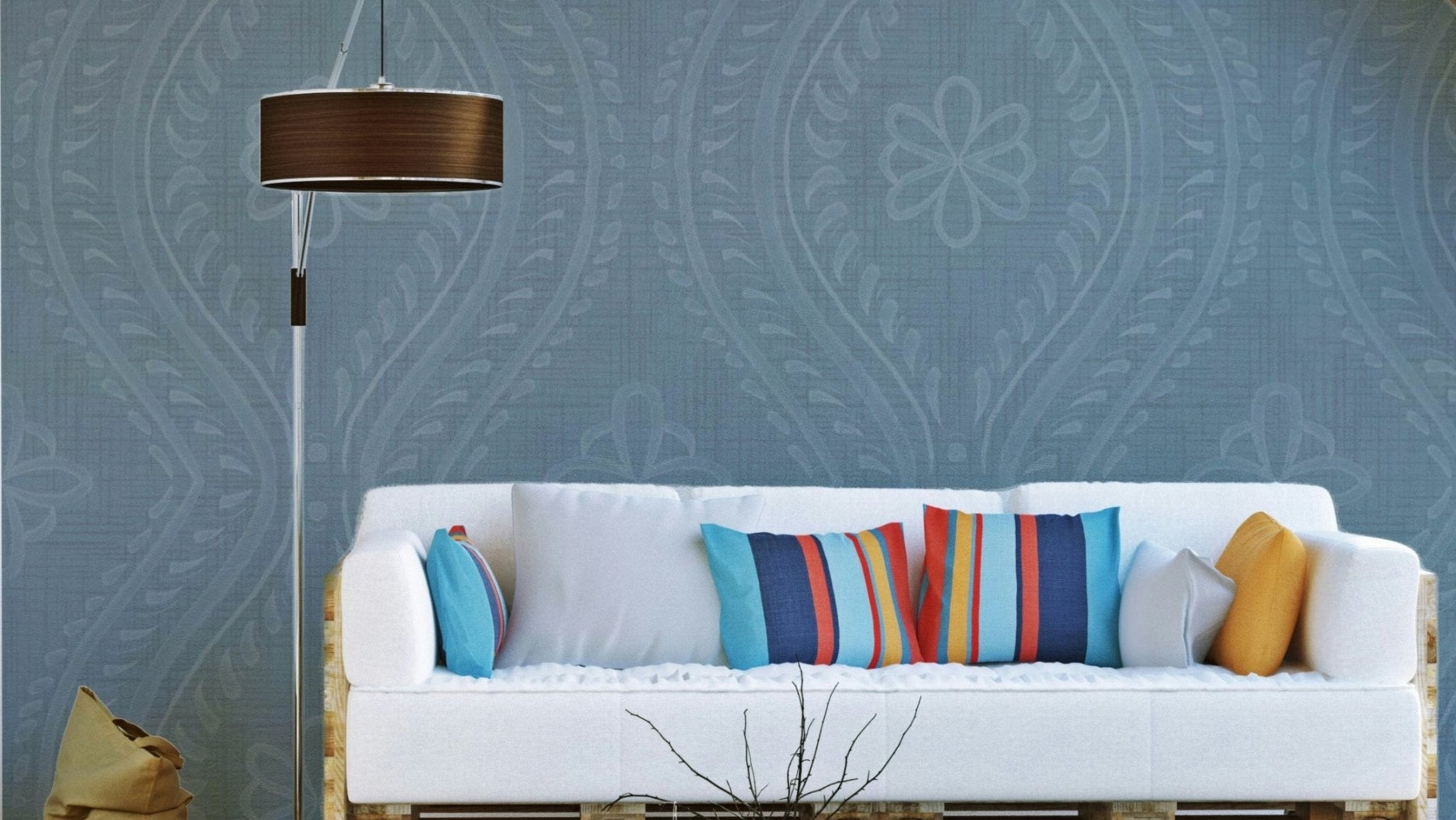Faded Ogee Damask – Arona Soft Wall Mural