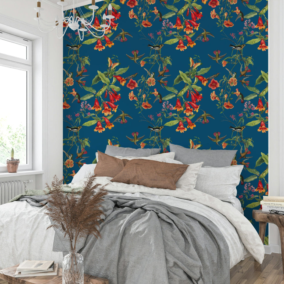 Flight & Flora Bird and Flower Wallpaper