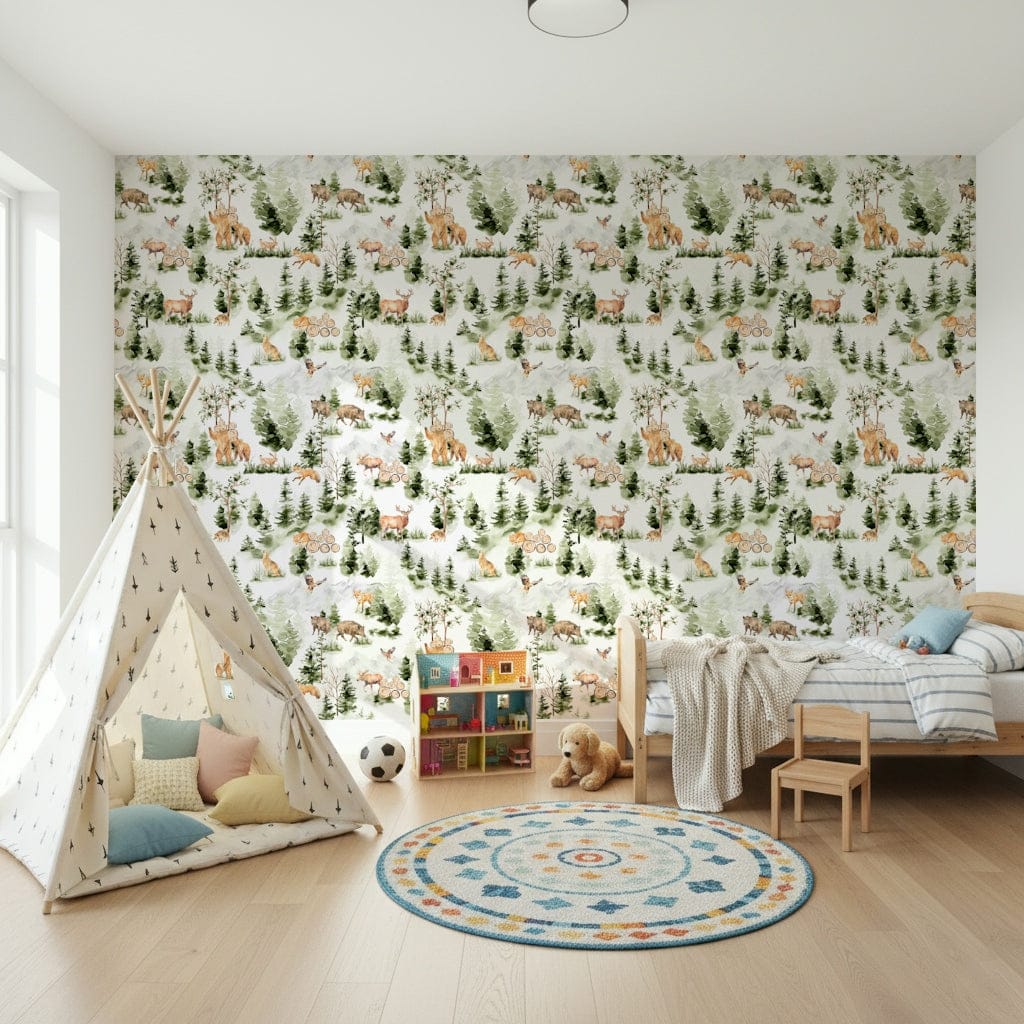 Forest Friends Wallpaper | Woodland Animal Kids Mural