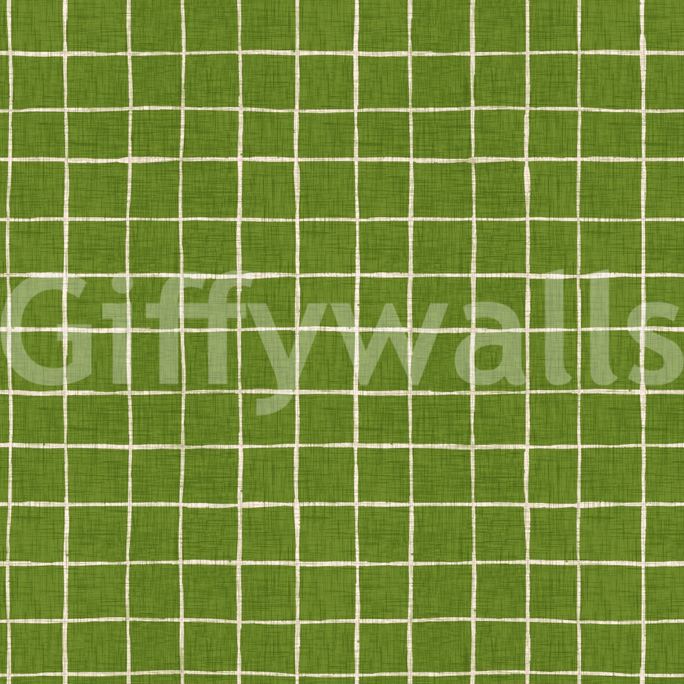 Fresh Green Check Wallpaper - Modern Geometric Wall Decor