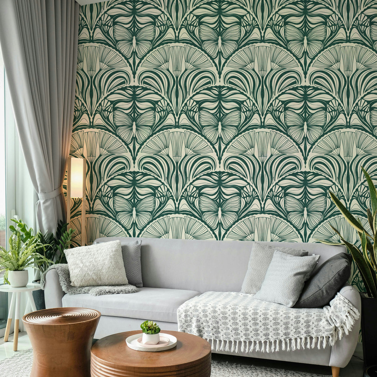 Gatsby Fan Deco Wallpaper – Emerald Art Deco Glam