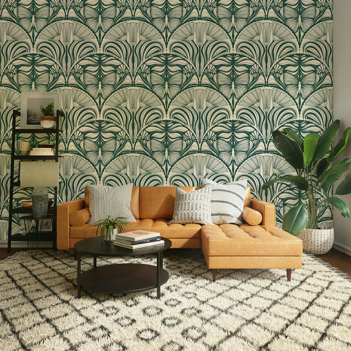 Gatsby Fan Deco Wallpaper – Emerald Art Deco Glam
