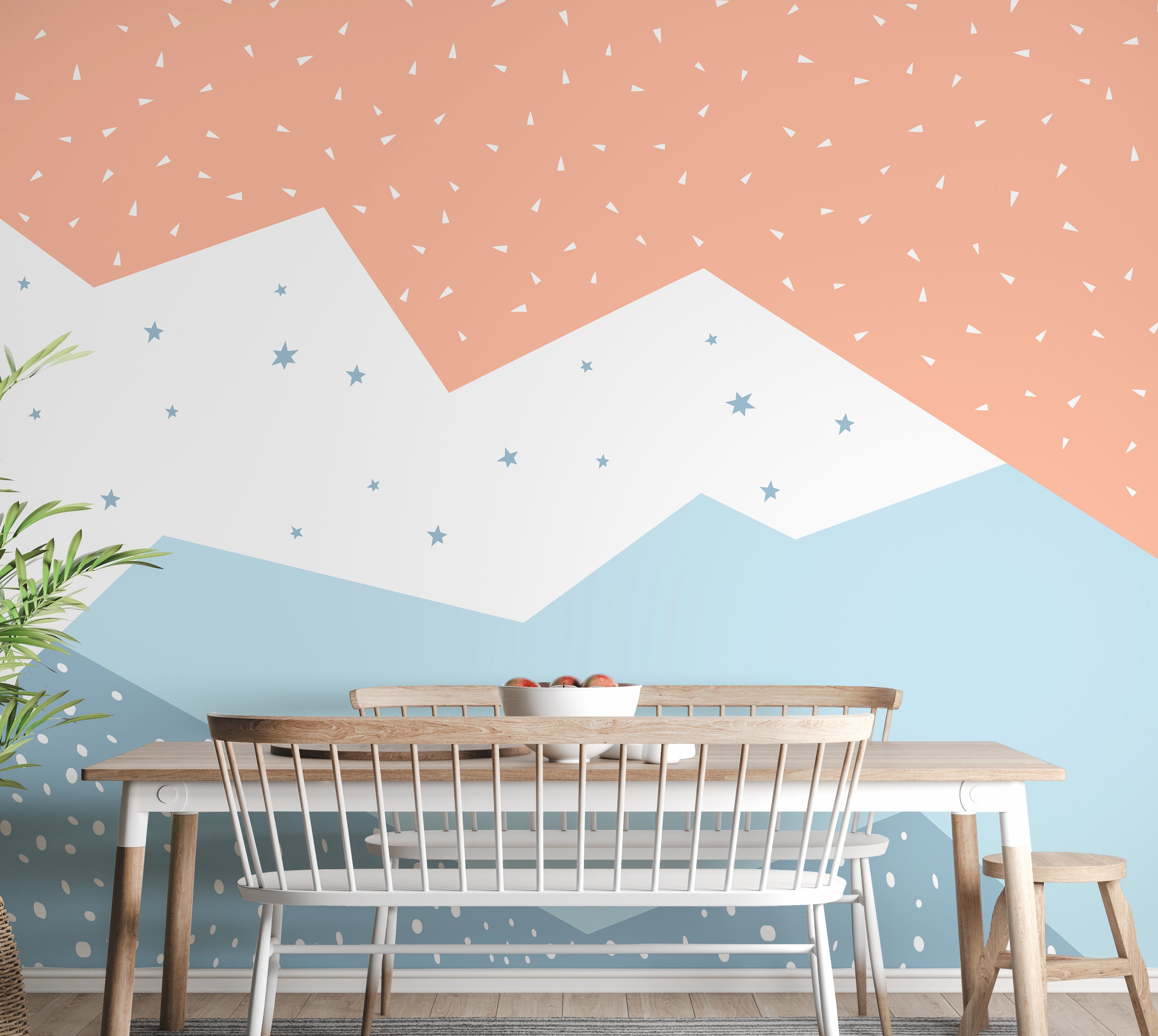 Geometric Mountain Mural - Brighten Spaces with Style