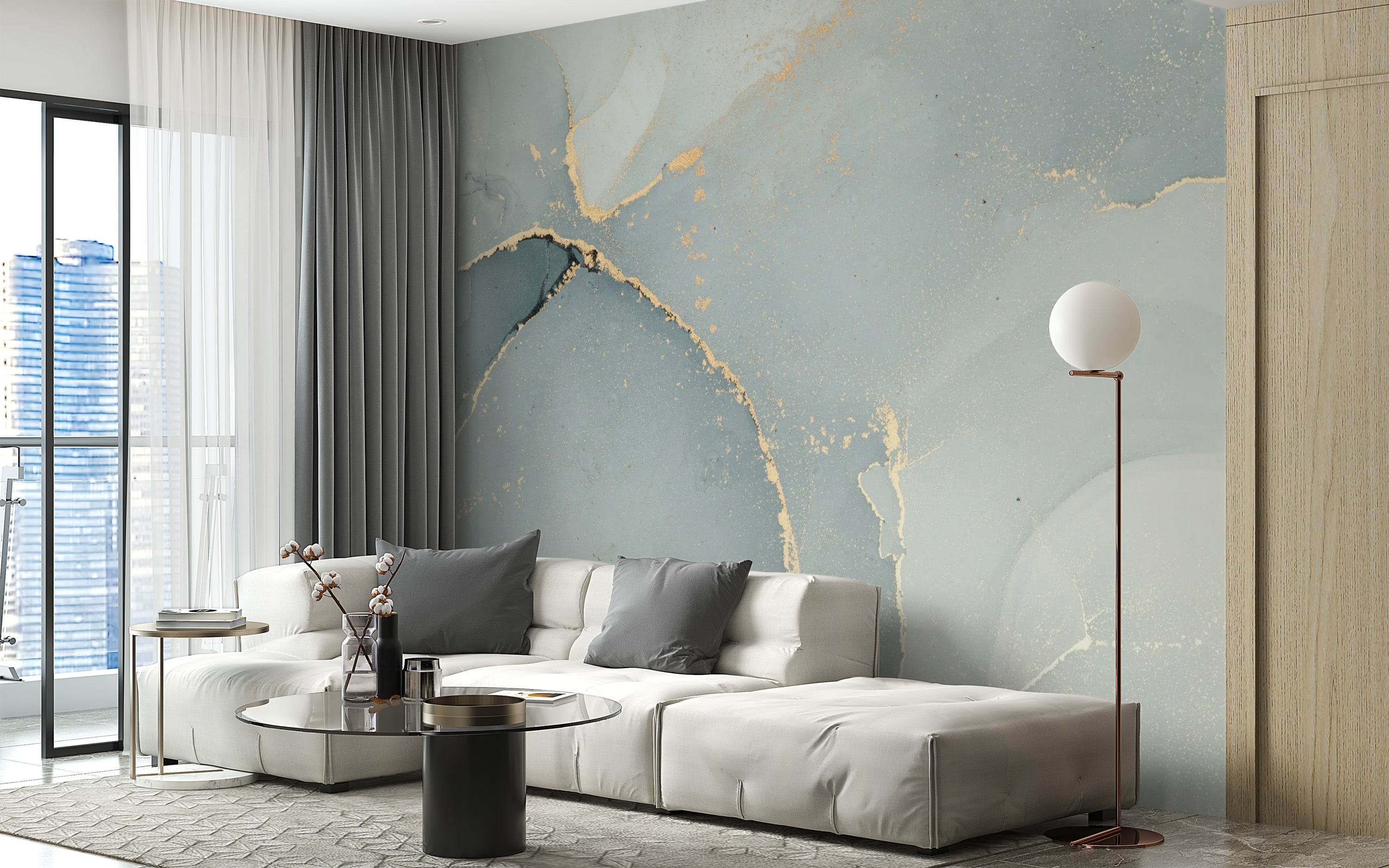 Glam Grey Alcohol Ink Art Wallpaper for Home Decor