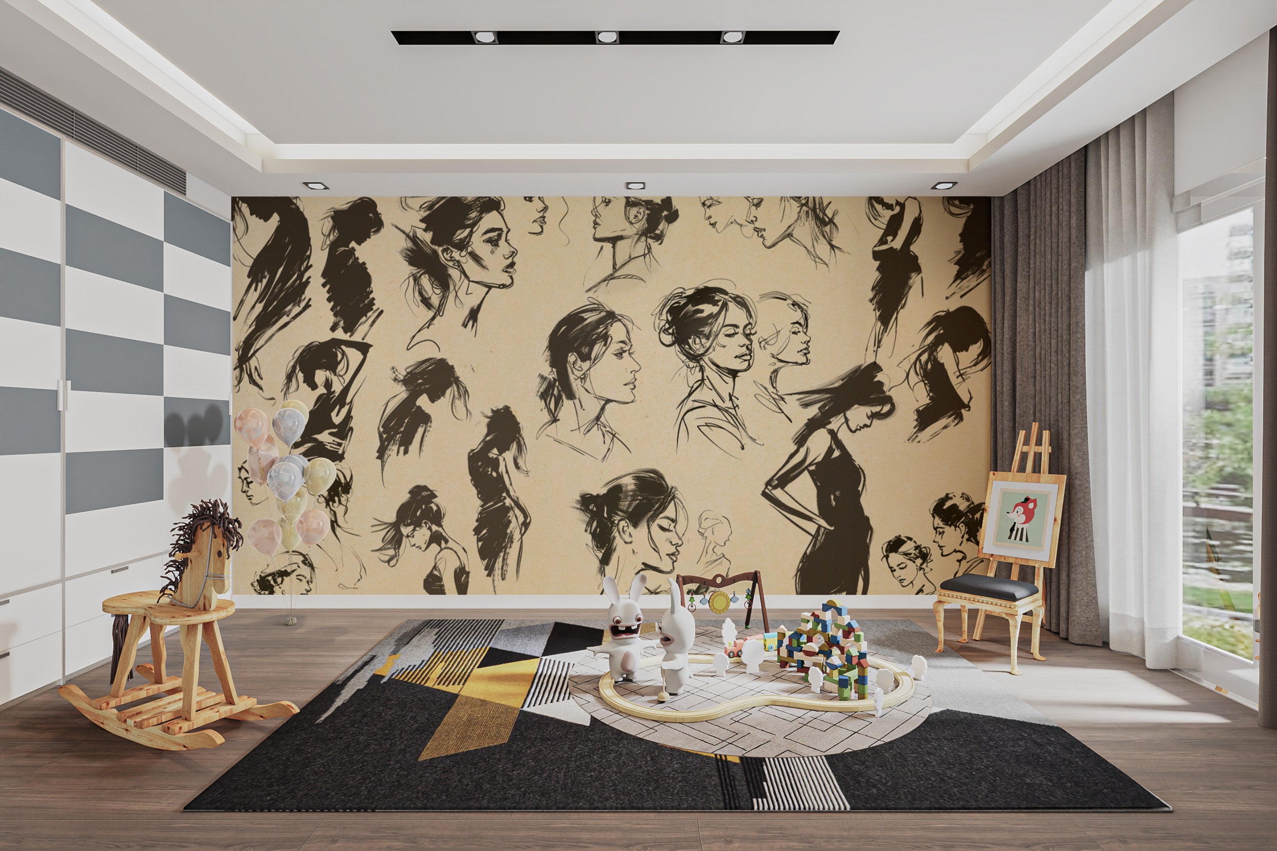 Grace in Black - Artistic Sketch Wallpaper