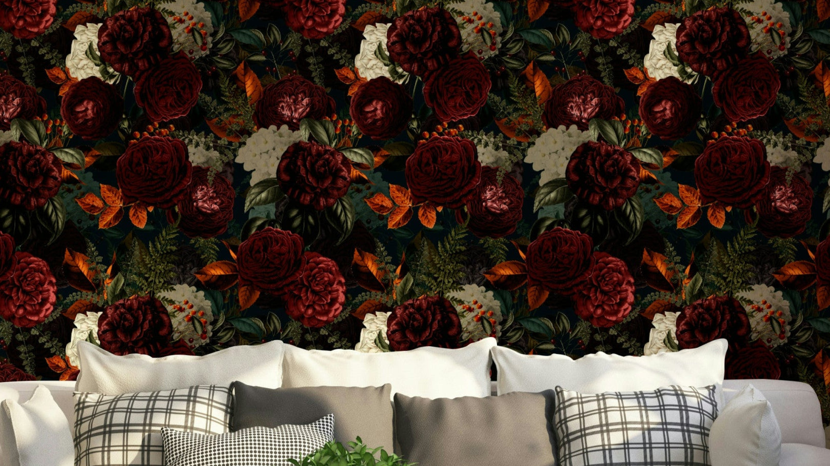 Grandmillennial Gothic Dark Floral Wallpaper