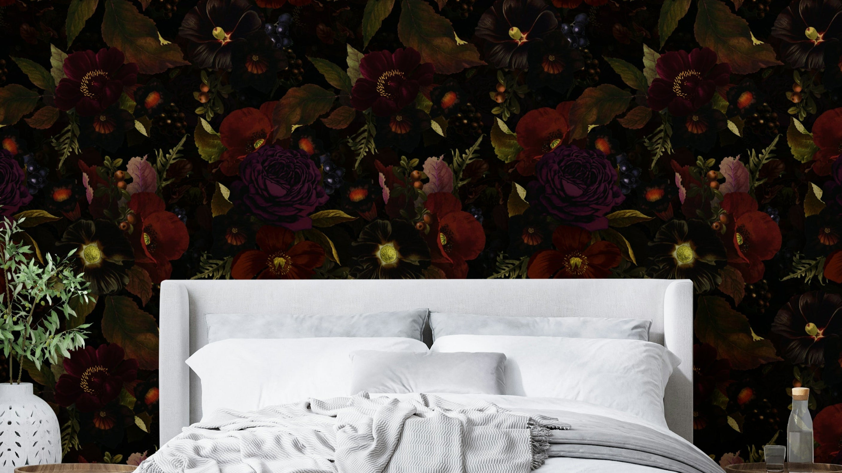 Grandmillennial Gothic Dark Florals Wallpaper