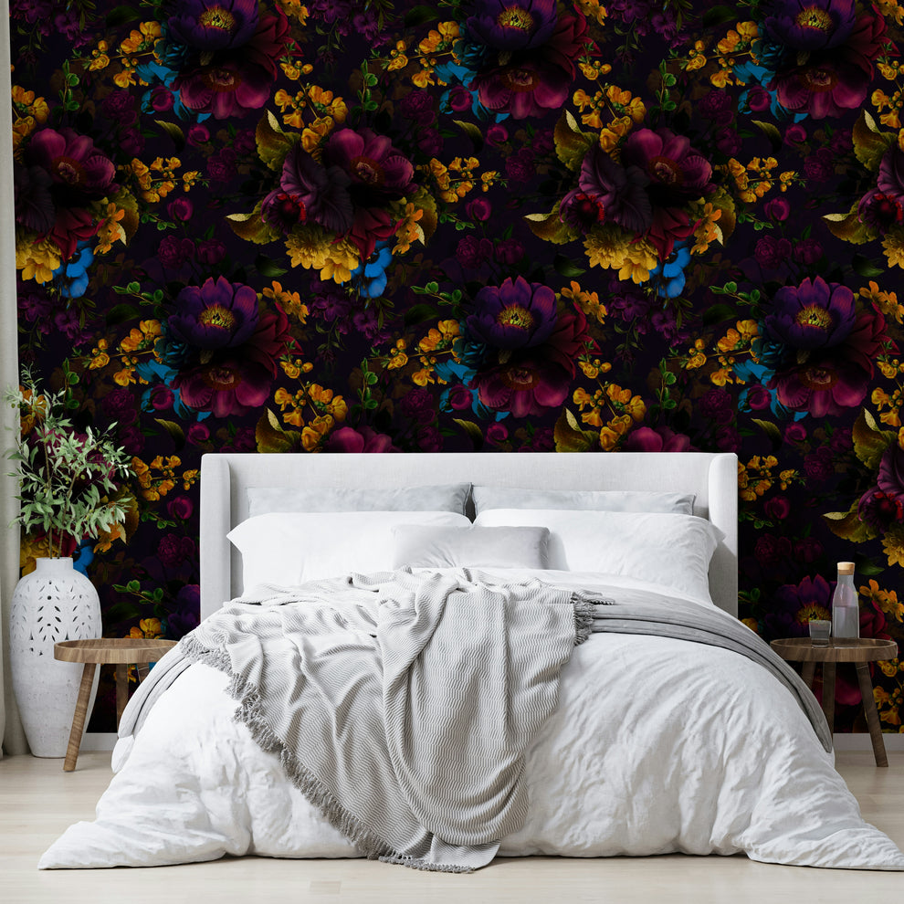 Grandmillennial Gothic Dark Moody Florals Wallpaper