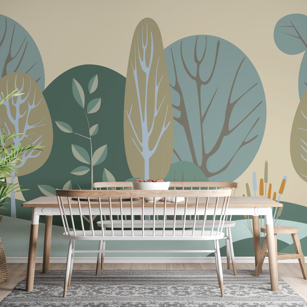 Green Forest Mural: Liven Up Your Space with Nature's Charm