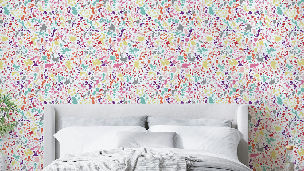 Ink Splatter Dots Wallpaper | Colorful Wall Art