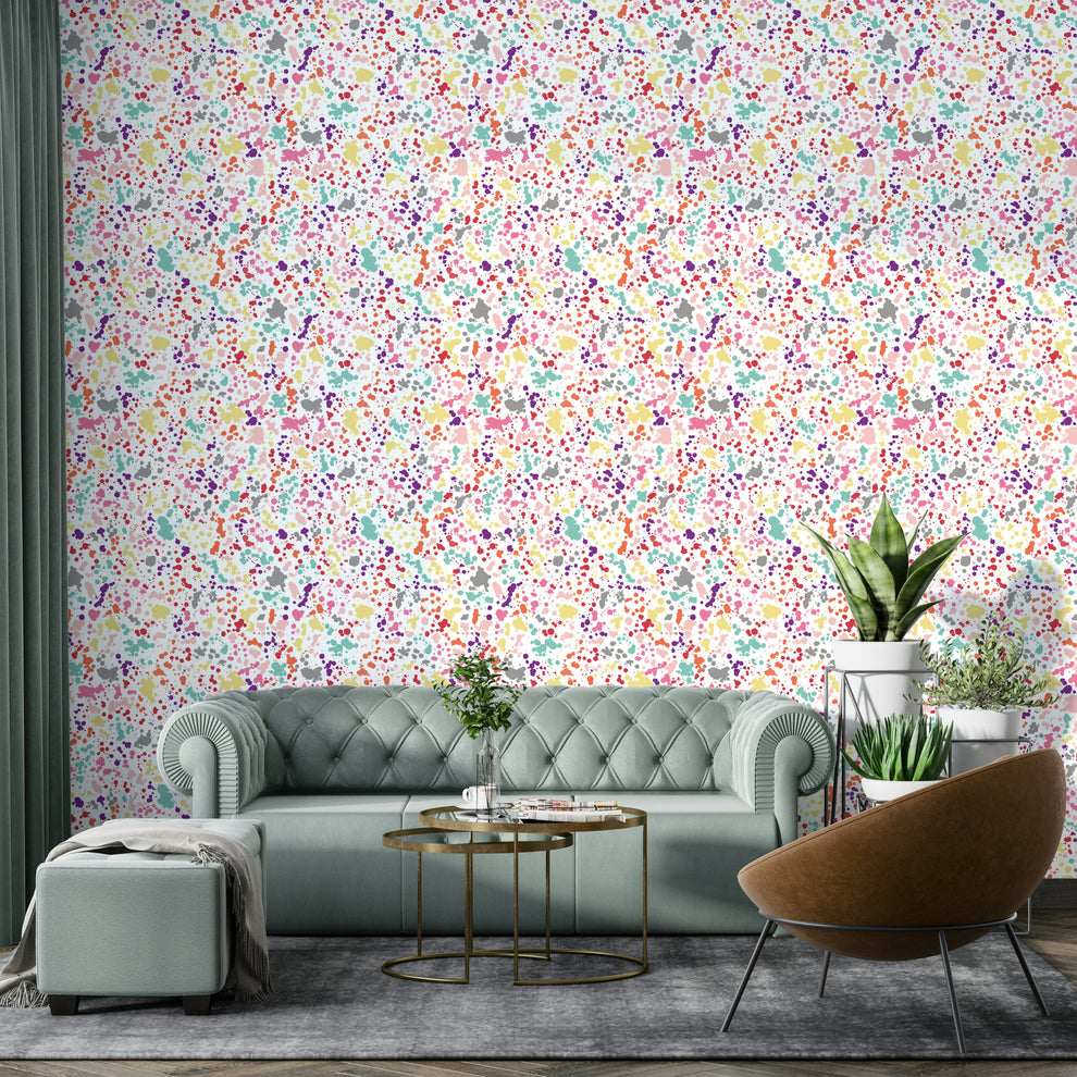 Ink Splatter Dots Wallpaper | Colorful Wall Art