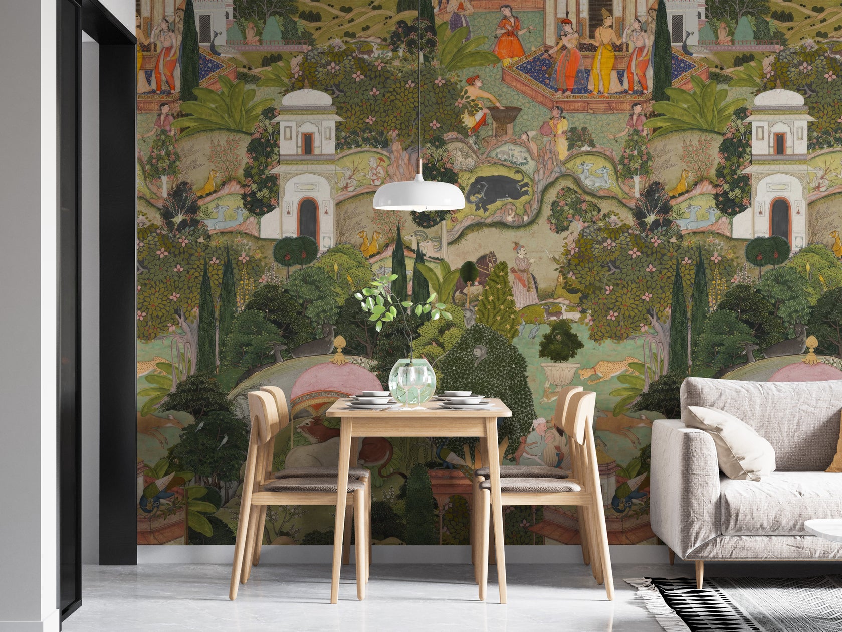 Jaipur Garden Wallpaper for Indian Heritage Wall Decor