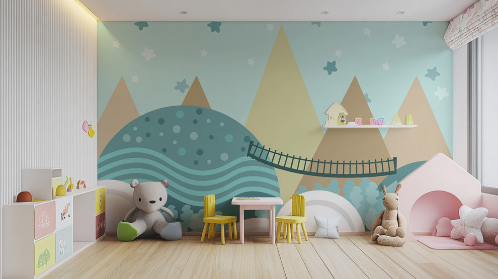 Kids Animated Pastel Motifs Wallpaper - Get Creative Ideas!