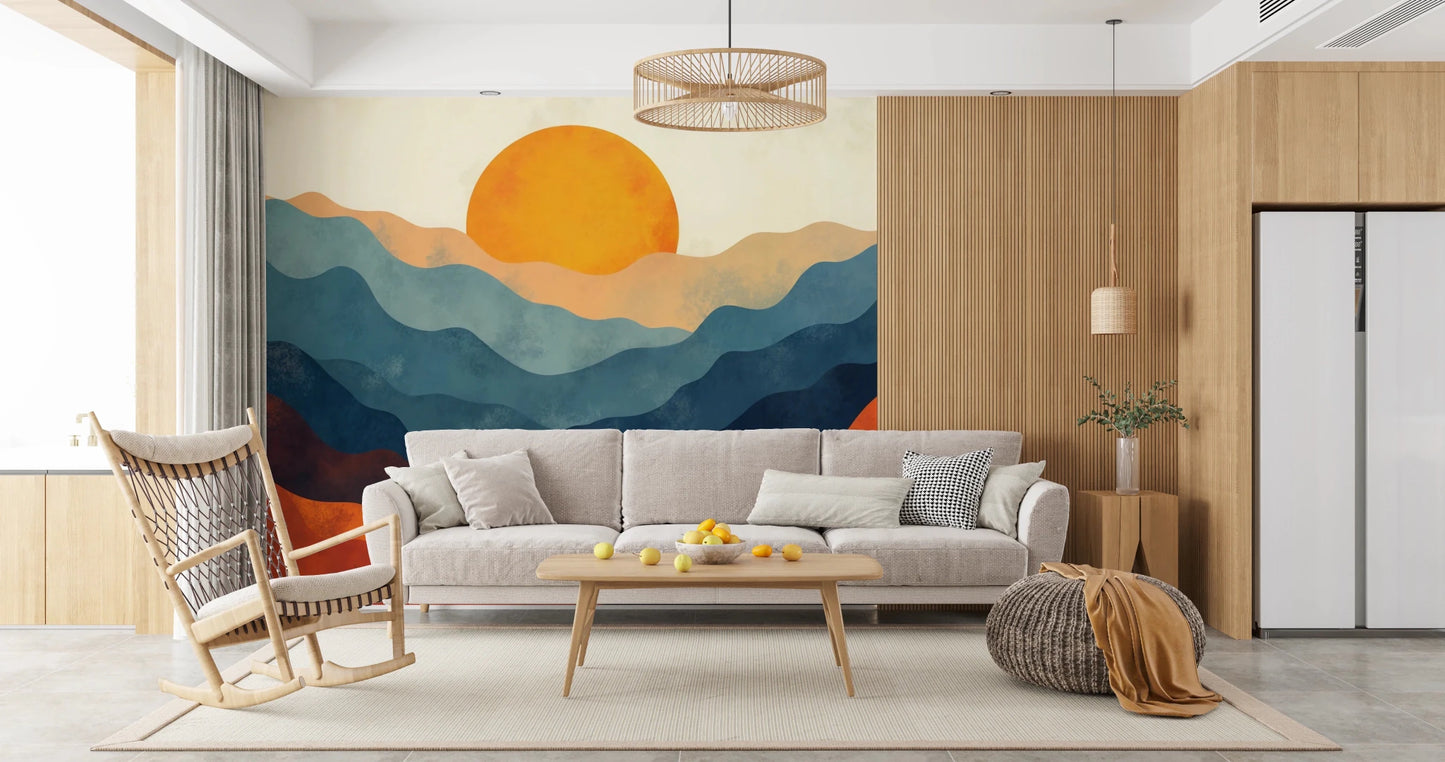 Layered Horizon Wall Mural | Minimalist Modern Abstract