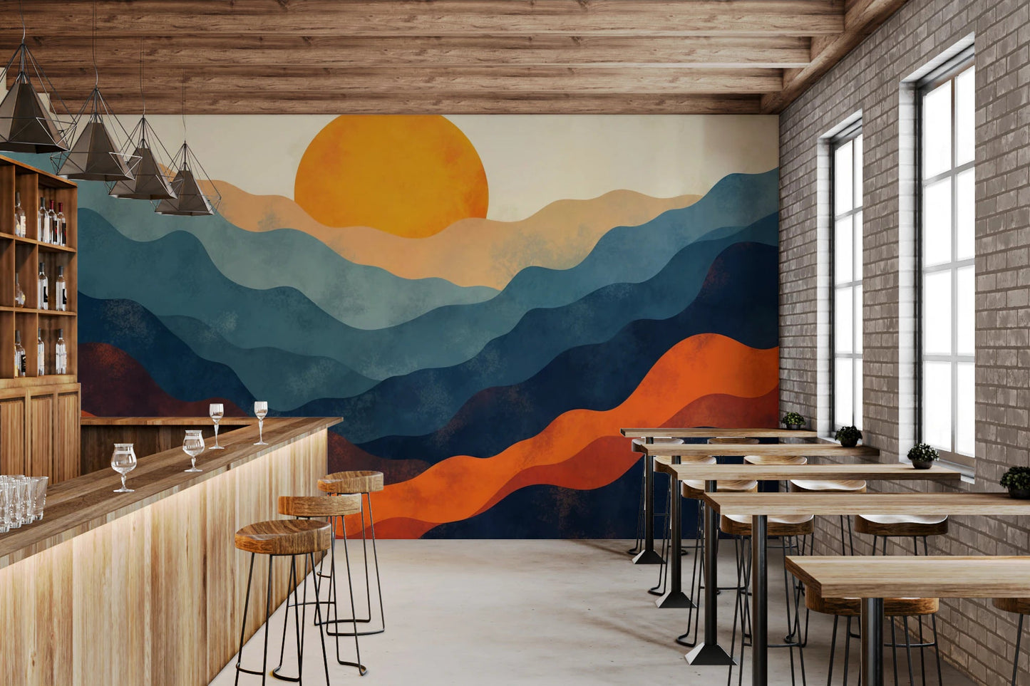 Layered Horizon Wall Mural | Minimalist Modern Abstract