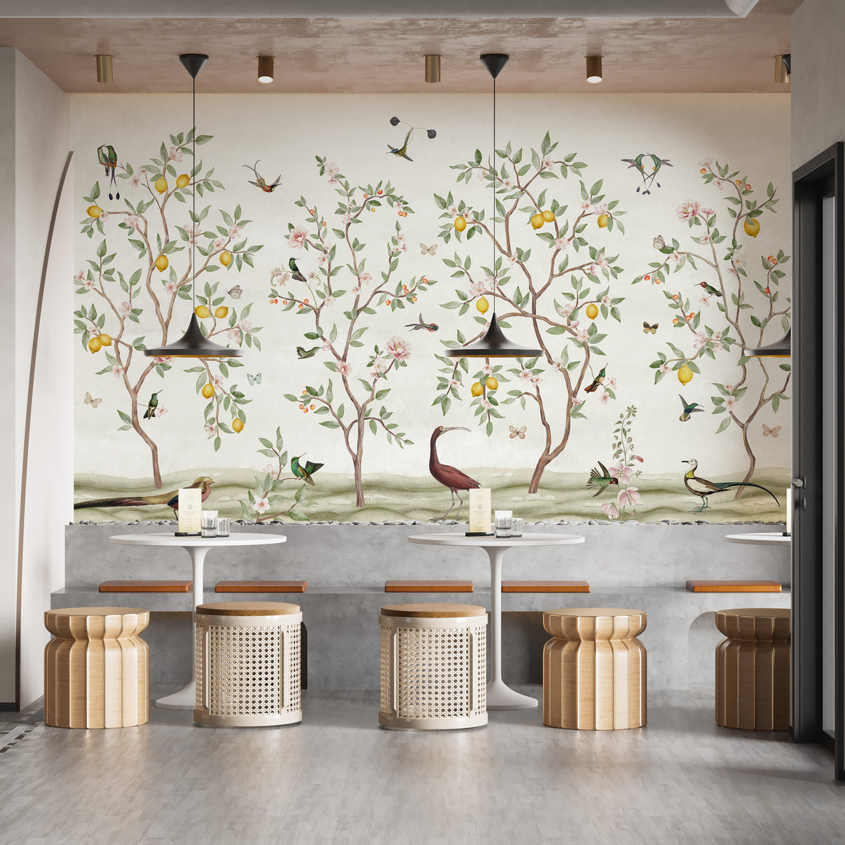 Lemon Tree Chinoiserie Design Wallpaper – Elegant Wall Decor