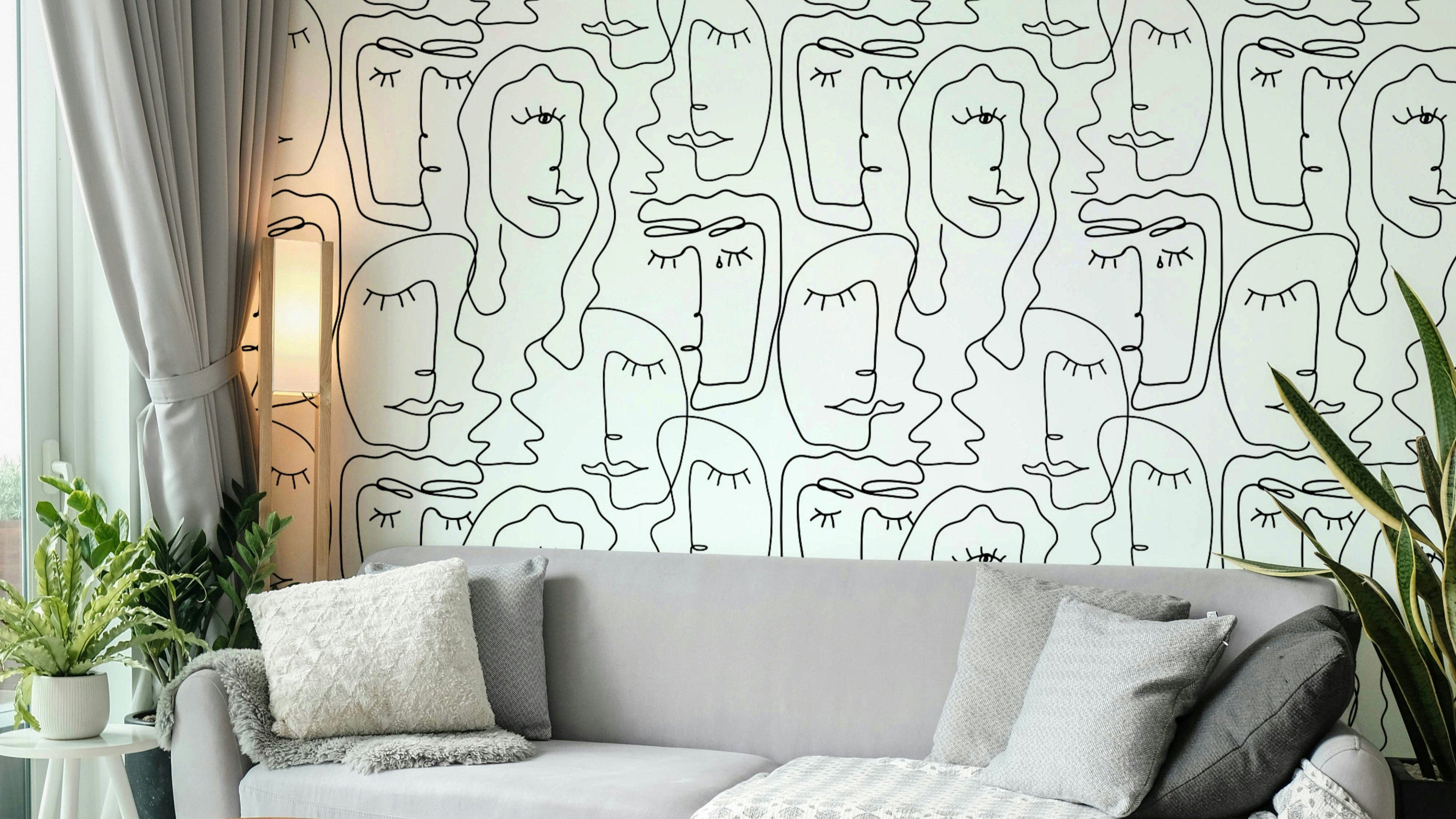 Line Art Faces Wallpaper