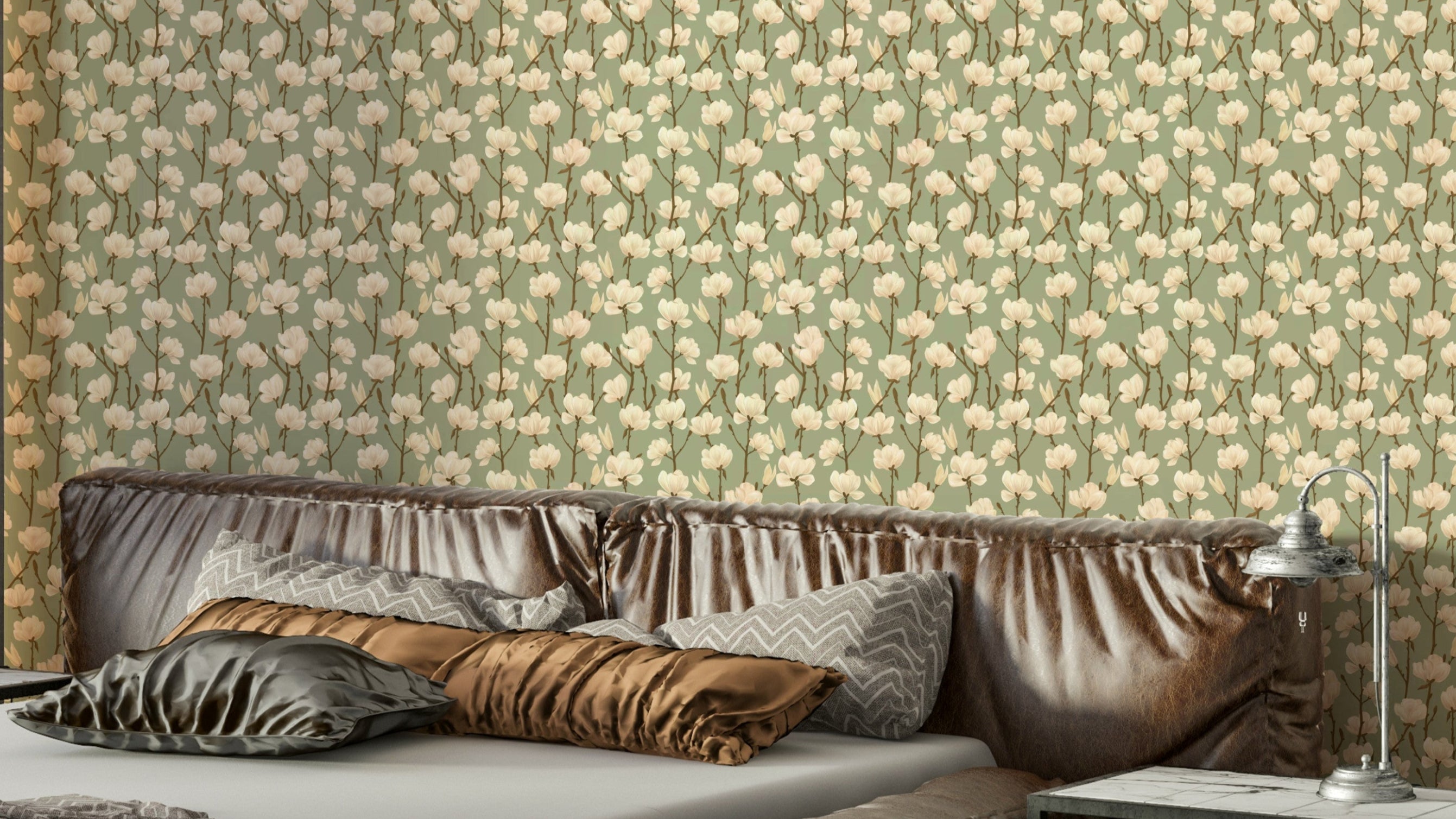 Magnolia Greens Wallpaper – Earthy Botanical Style