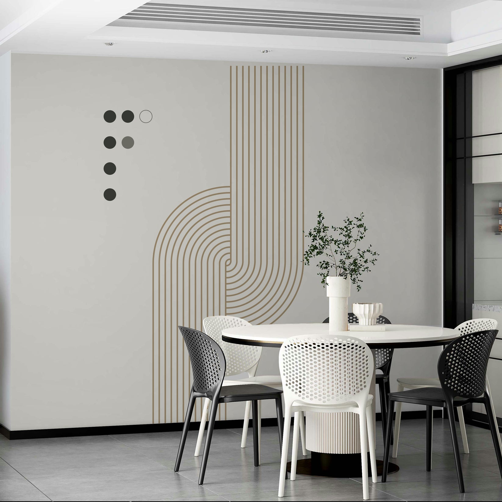 Minimal Geometric Flow Wall Mural Design