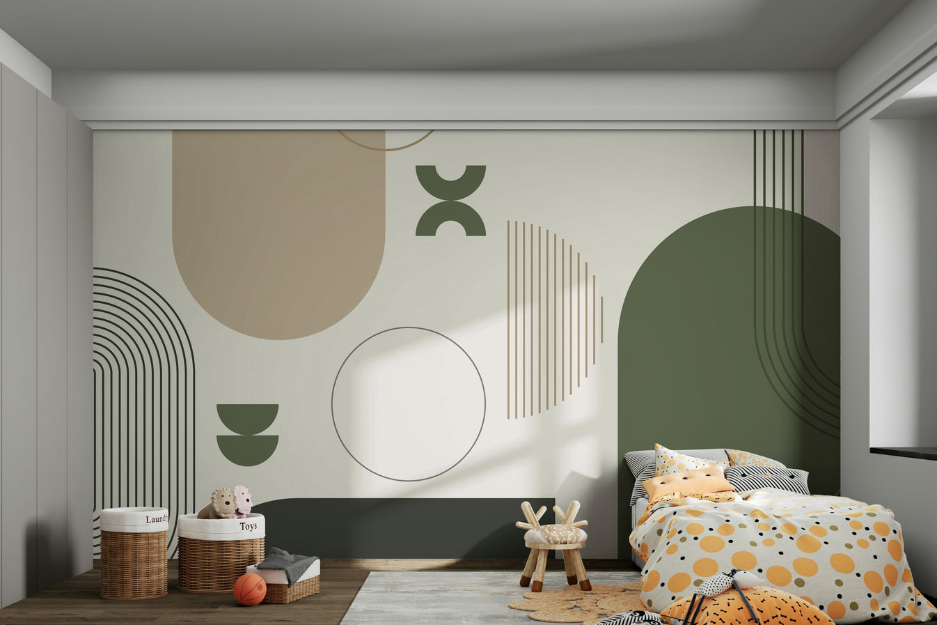 Minimalist Retro Wall Mural – Cool Vintage Vibe