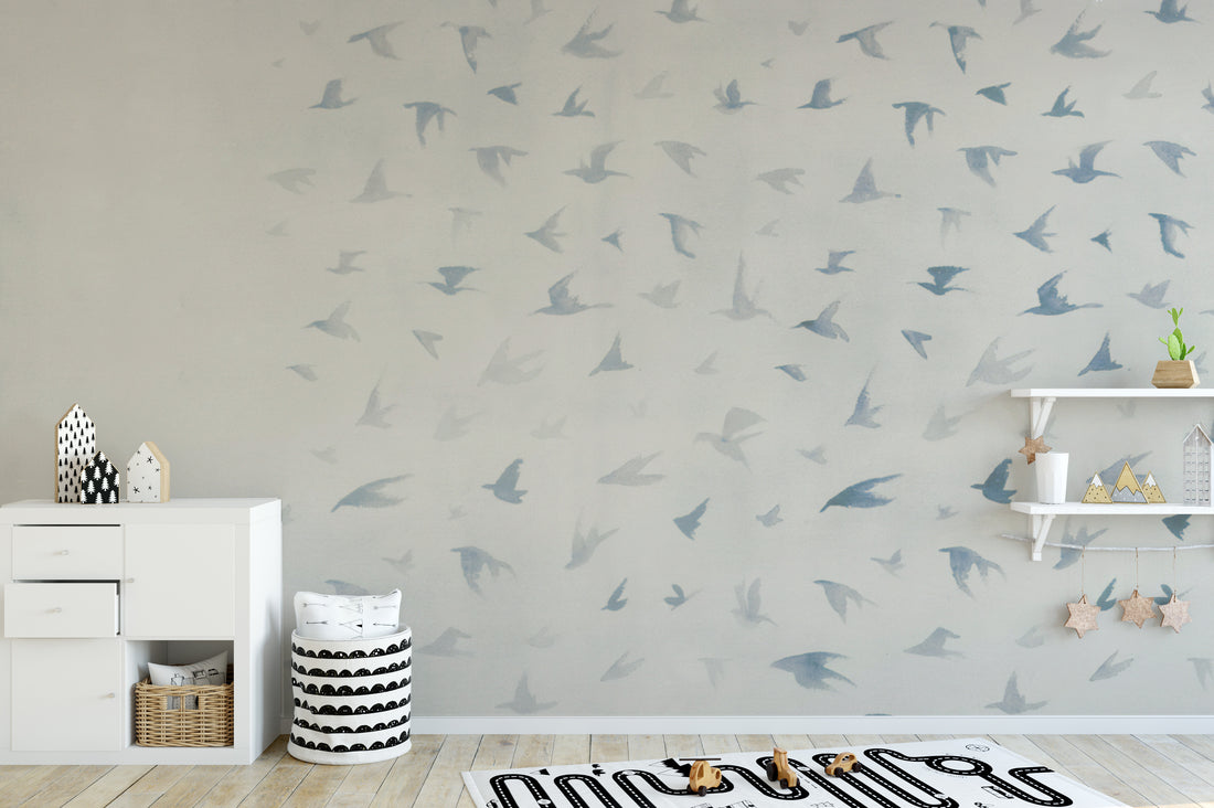 Minimalist Watercolor Flying Birds Wallpaper | Elegant Design