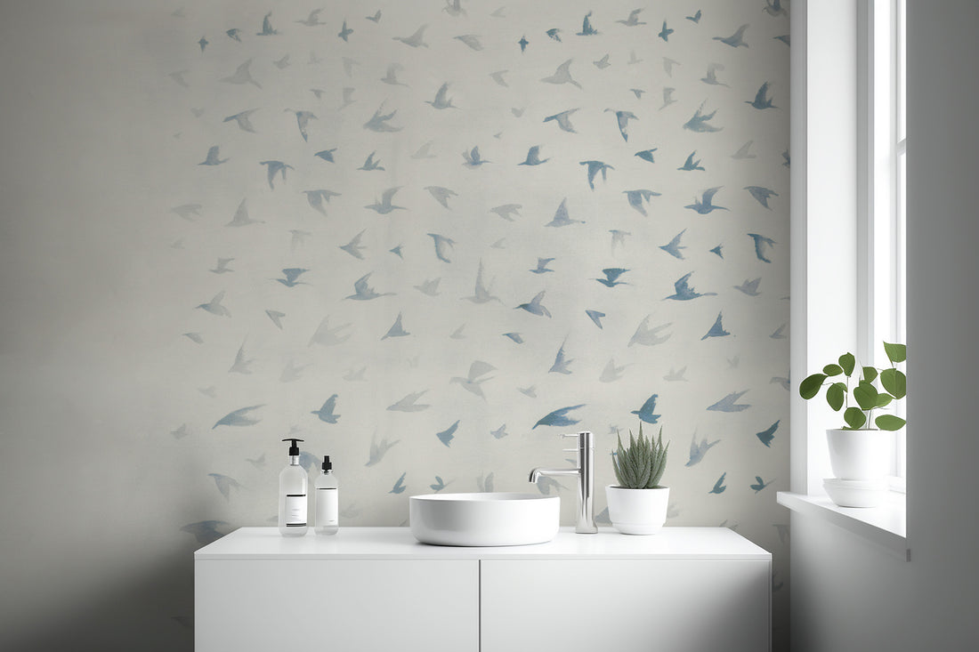 Minimalist Watercolor Flying Birds Wallpaper | Elegant Design
