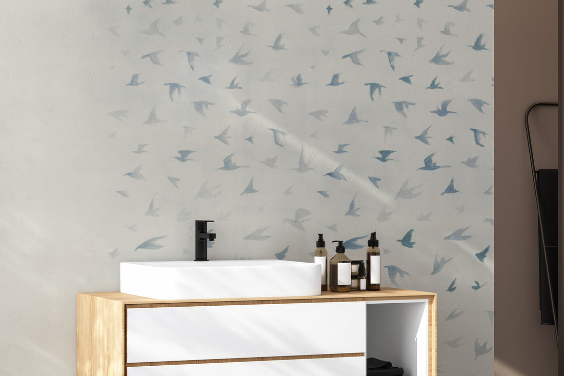 Minimalist Watercolor Flying Birds Wallpaper | Elegant Design