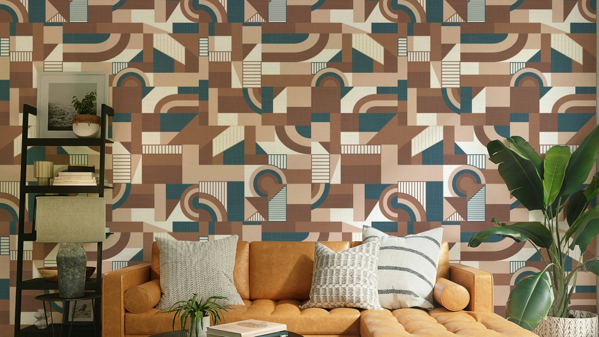 Mocha Mousse Ritmo Wallpaper | Warm Abstract Flow Decor