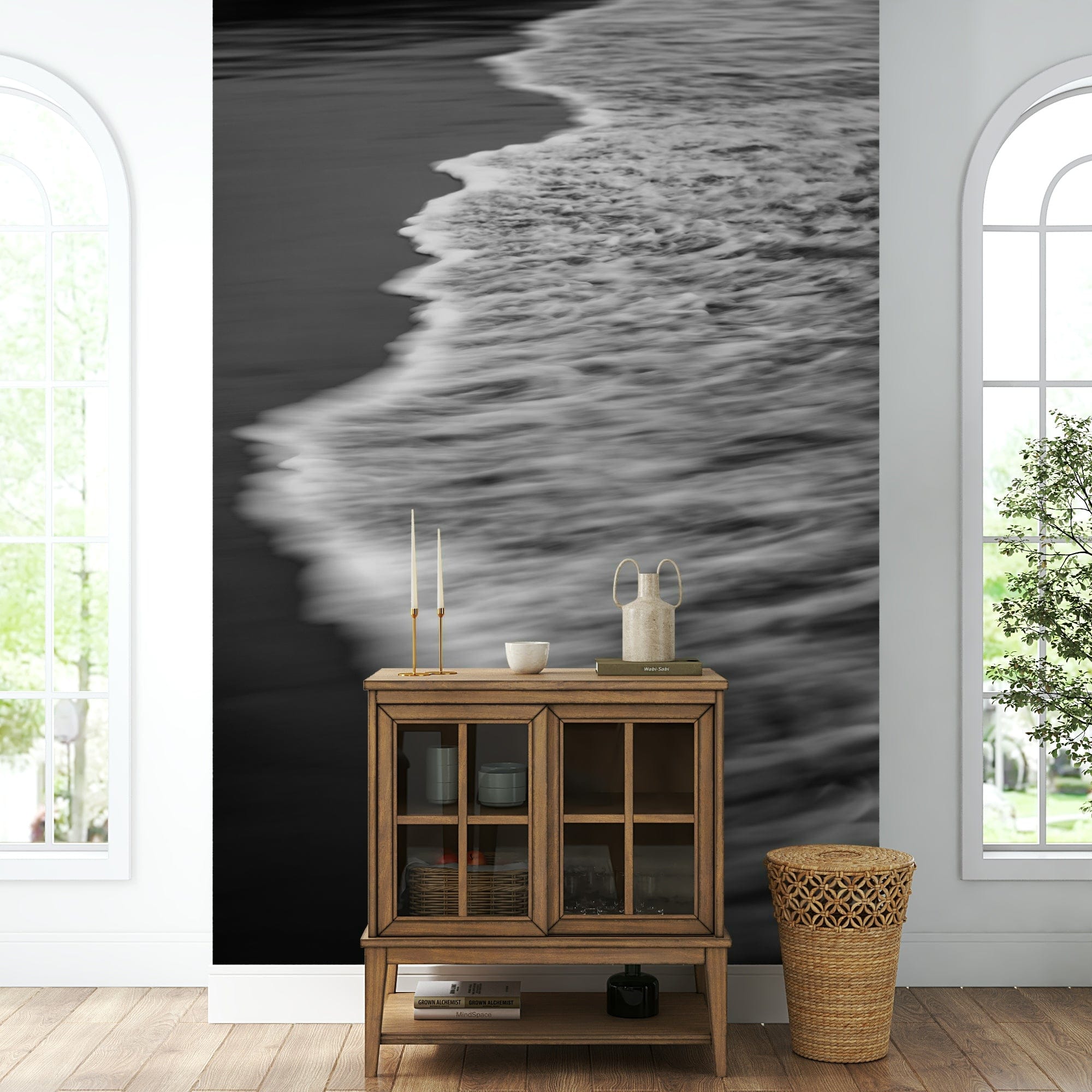 Monochrome Shoreline Wall Mural