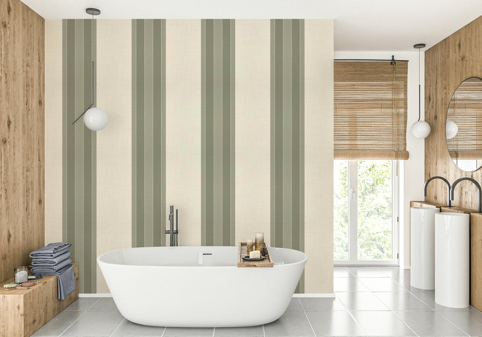 Multiline Stripes Deep Olive Wallpaper
