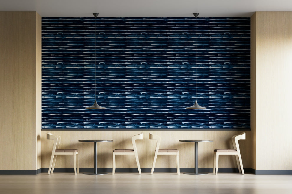Navy Ink Stripe Wallpaper | Scandinavian Accent