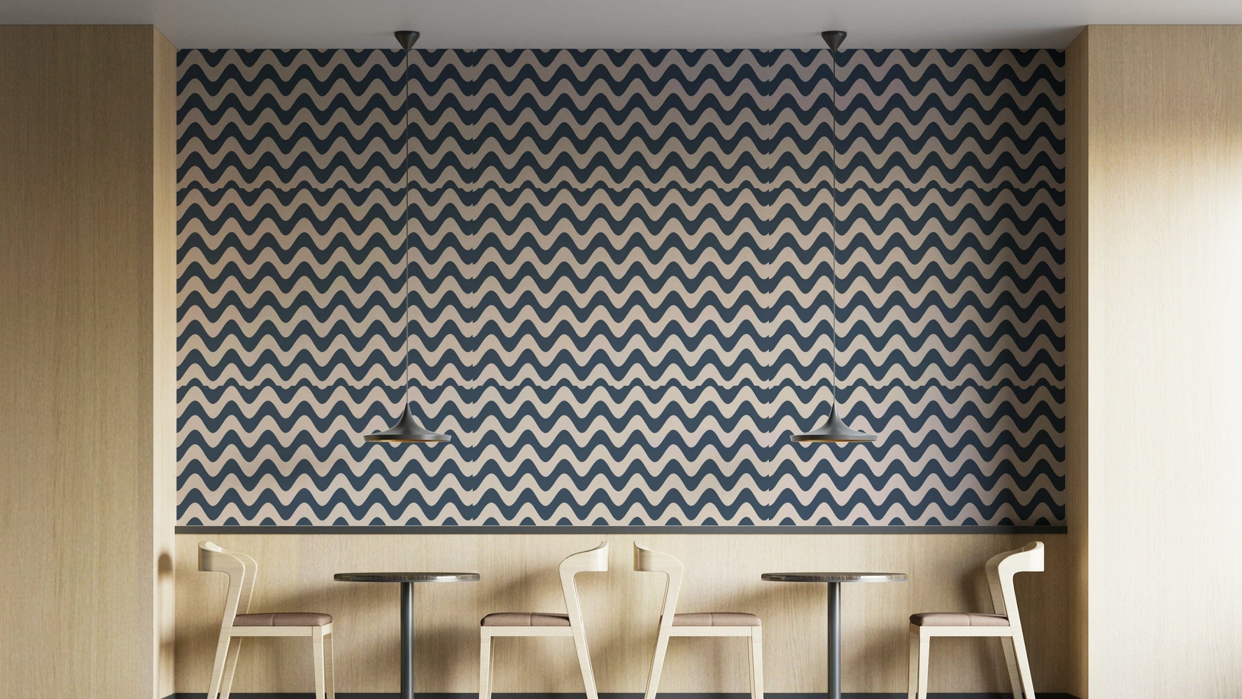 Navy Wave Wallpaper - Coastal Style