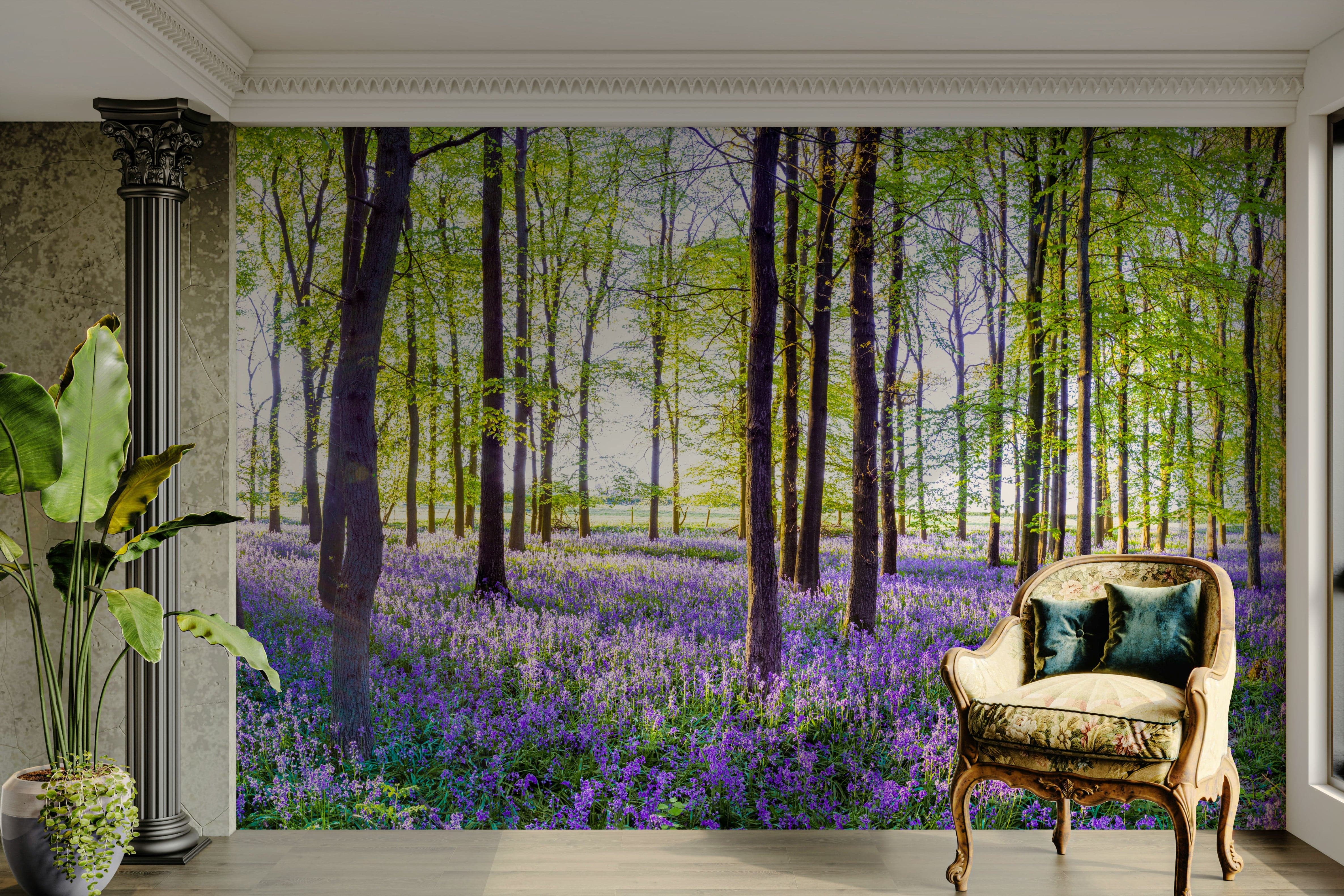 Purple Bloom Forest Wallpaper Mural