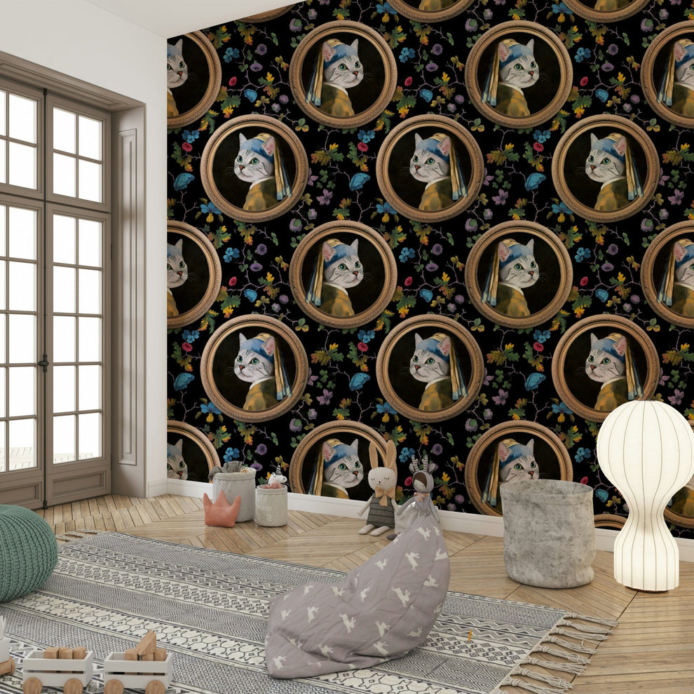 Purrfect Vermeer Wallpaper - Whimsical Art & Cats!