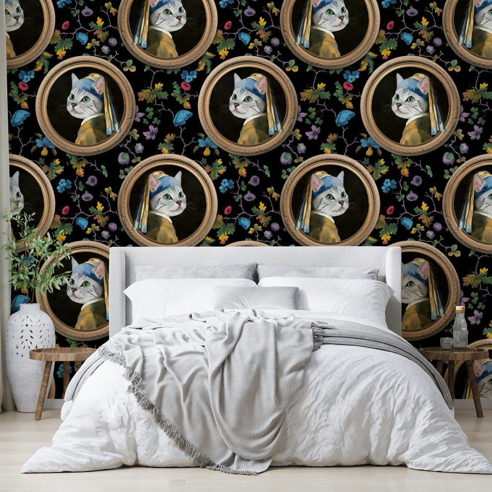 Purrfect Vermeer Wallpaper - Whimsical Art & Cats!