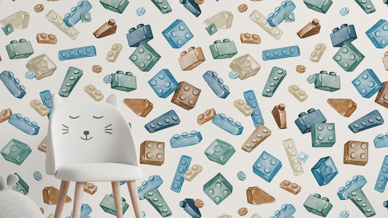 Retro Toy Blocks Wallpaper – Playful & Colorful Wall Decor