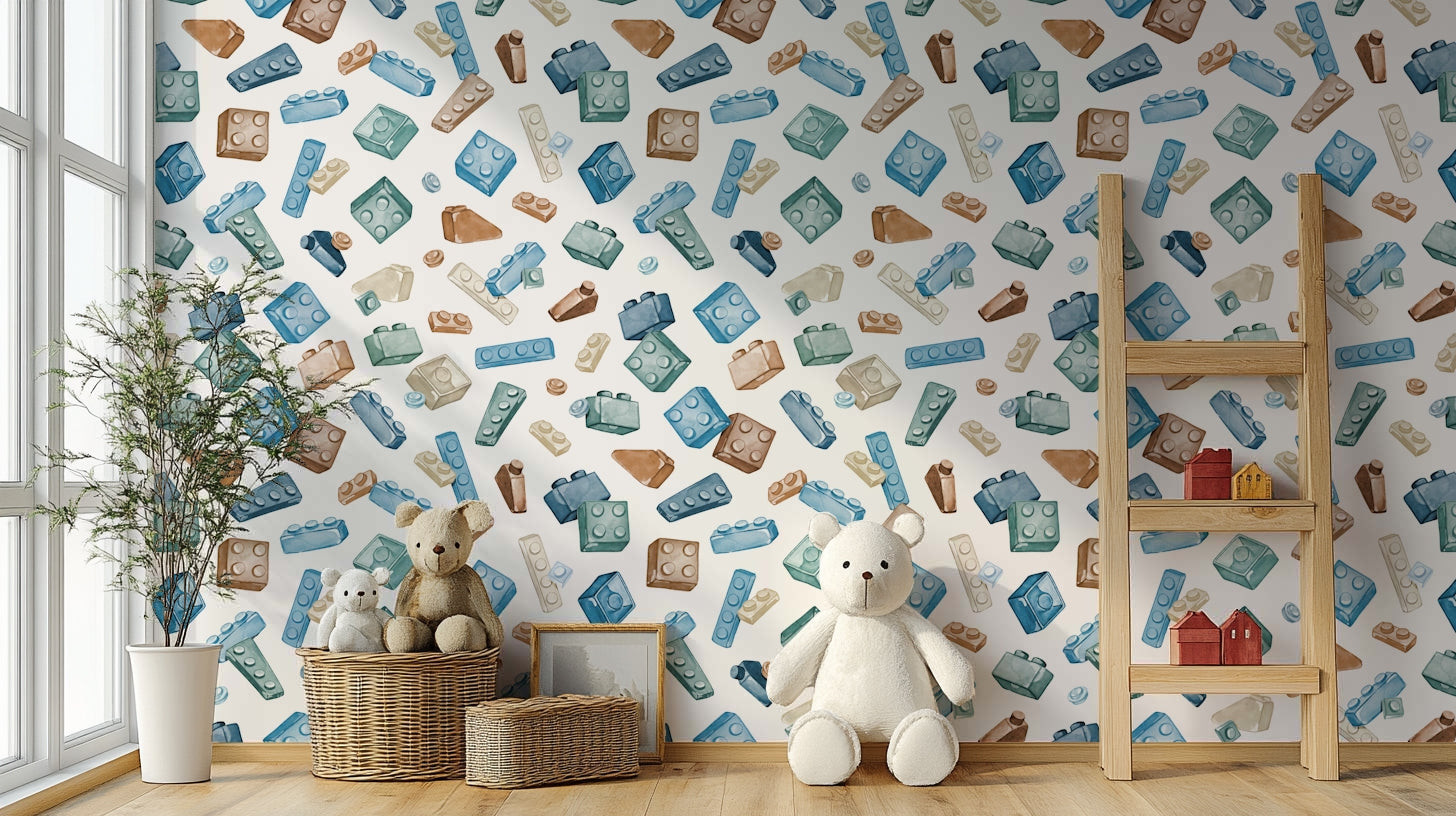 Retro Toy Blocks Wallpaper – Playful & Colorful Wall Decor