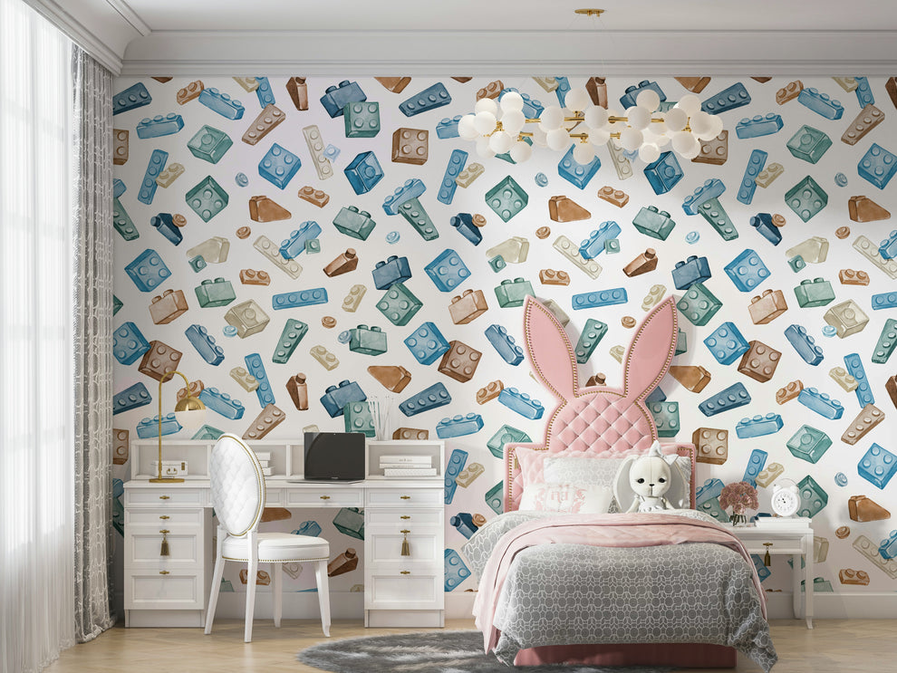 Retro Toy Blocks Wallpaper – Playful & Colorful Wall Decor