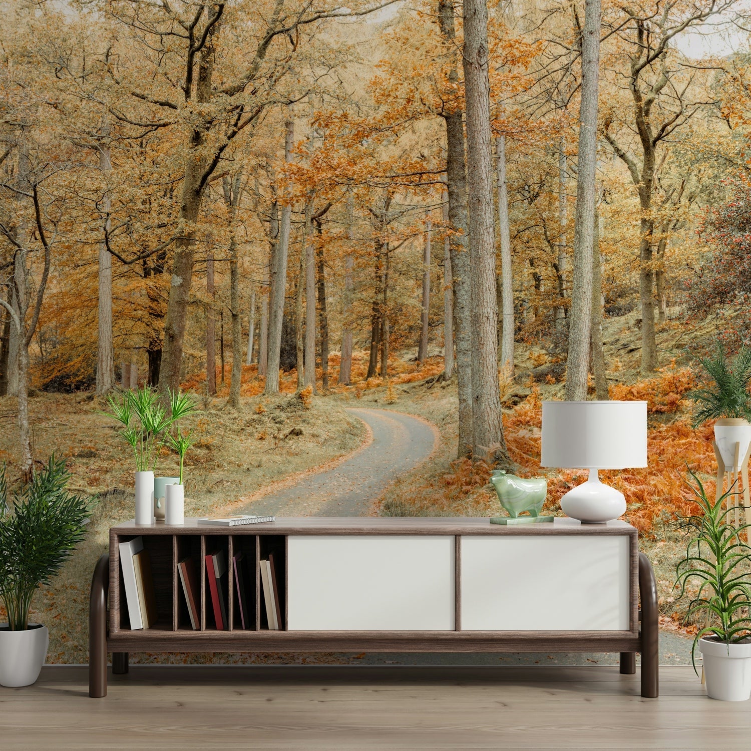 Forest Path Wallpaper – Peaceful Road Through Nature Mural