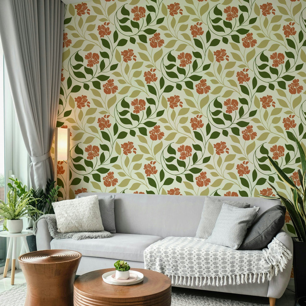 Rosmira Earthy Blossom Wallpaper Natural Floral Decor